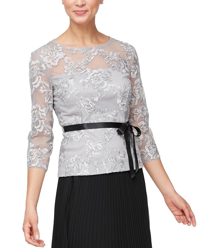 Alex Evenings Women's Embroidered Blouse - Macy's