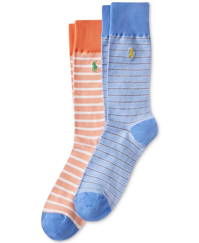 Polo Ralph Lauren Men's 2-Pk. Oxford Striped Slack Socks - Macy's