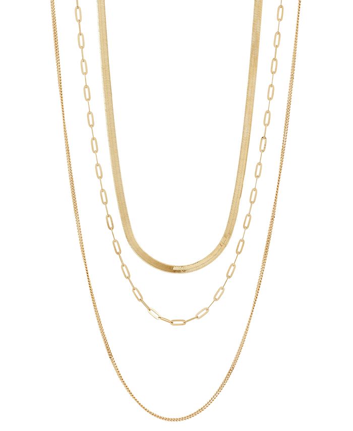 Macy's Herringbone, Paperclip, & Curb Link Chain 18" Layered Necklace ...