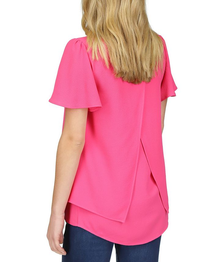 Michael Kors Womens Layered V Neck Flutter Sleeve Top Macys
