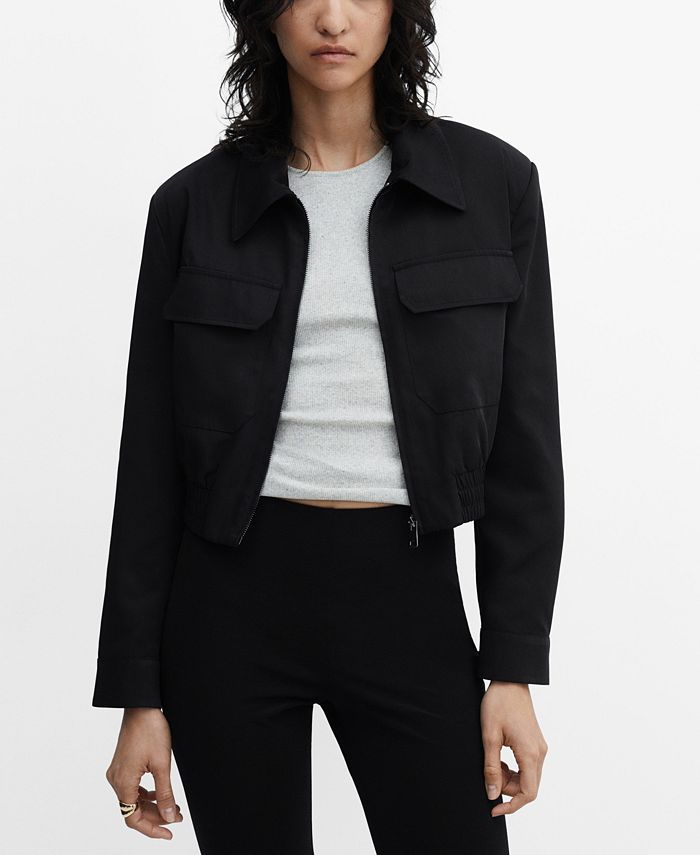 MANGO Women's Pockets Detail Cropped Jacket - Macy's