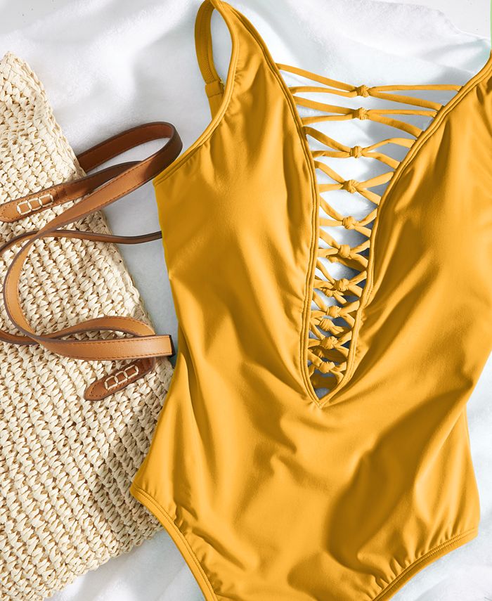 Bleu by Rod Beattie Women's Core-Lace-Down Mio One-Piece Swimsuit - Macy's