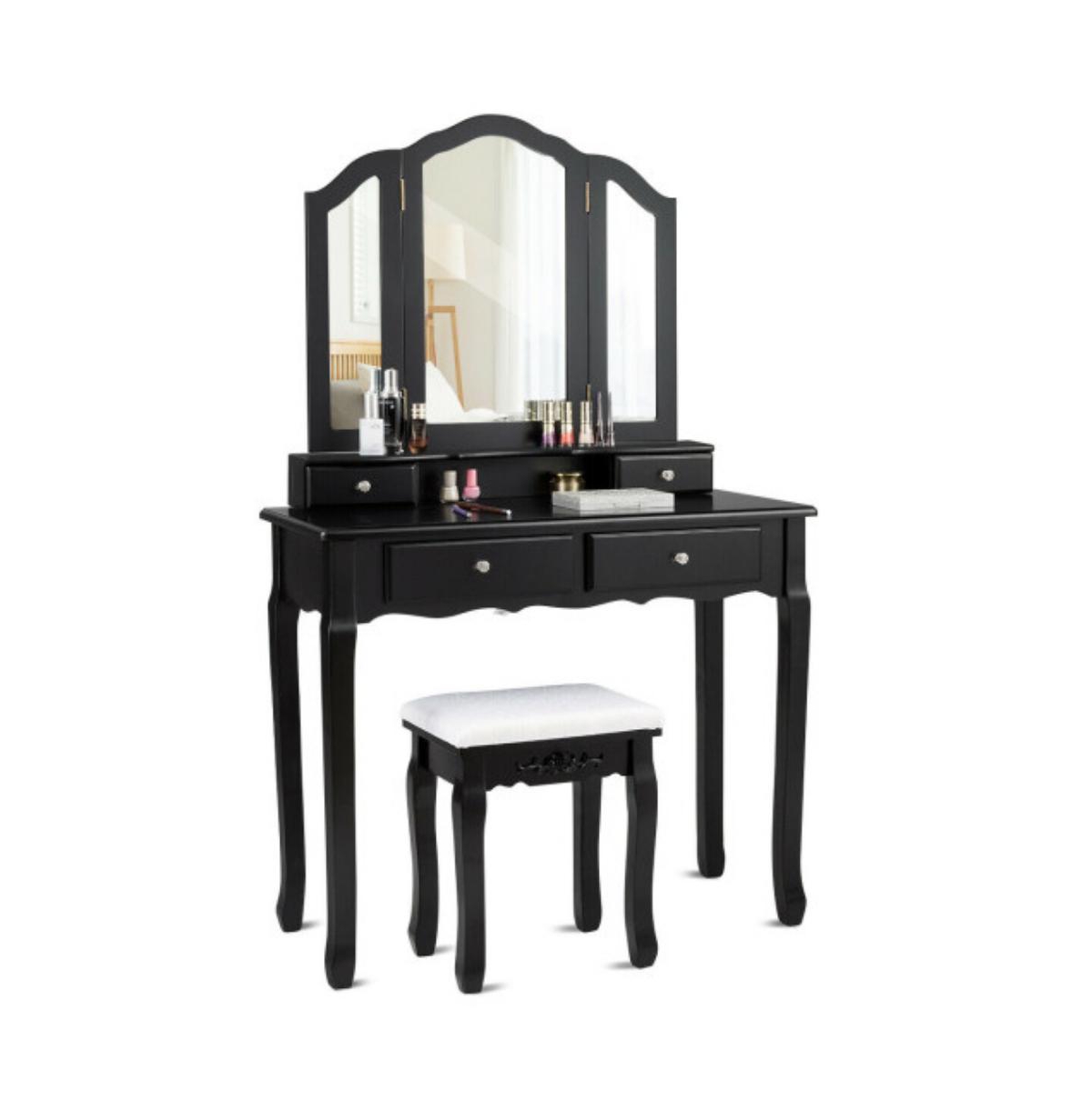 Click here for Slickblue Tri Folding Mirror Vanity Table Stool Se... prices
