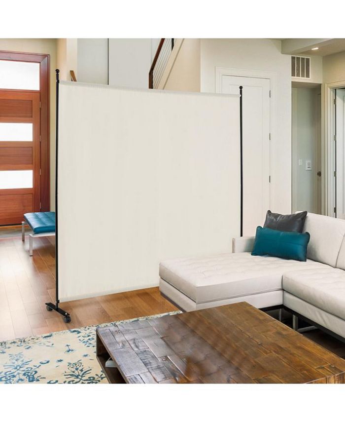 Slickblue 6 Feet Single Panel Rolling Room Divider with Smooth Wheels ...