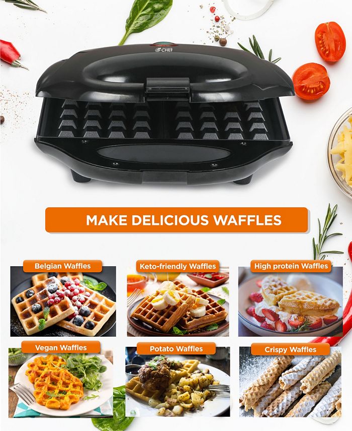 Commercial Chef Waffle Maker, Nonstick Mini Waffle Maker, Easy-to-Clean ...