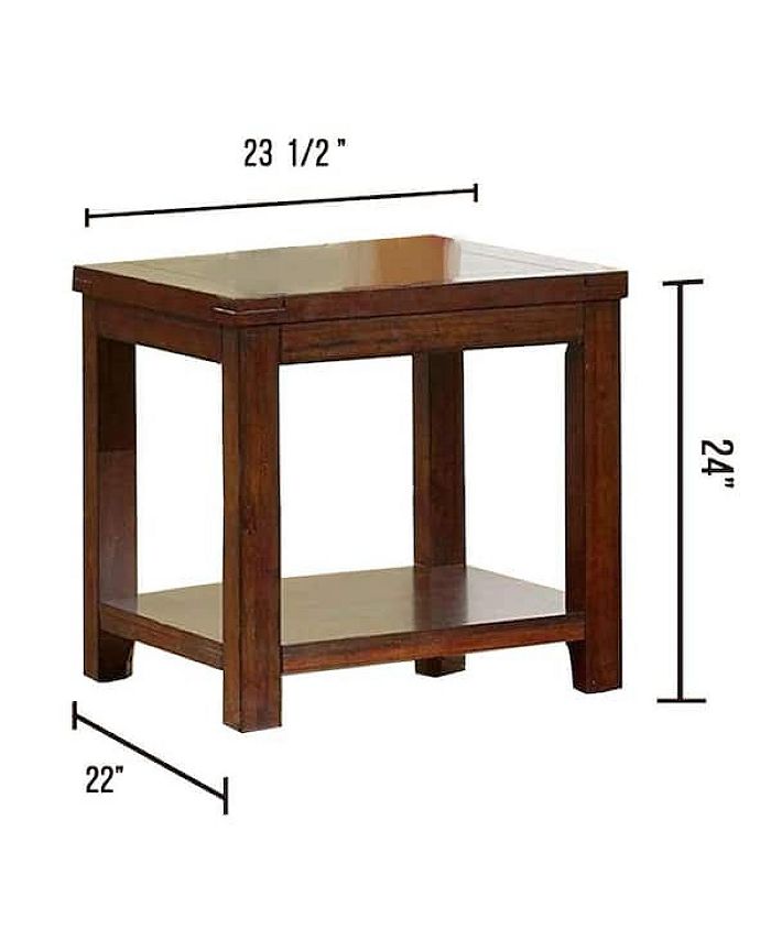 Simplie Fun End Table Dark Cherry Open Shelf Natural Wood Grain Design ...