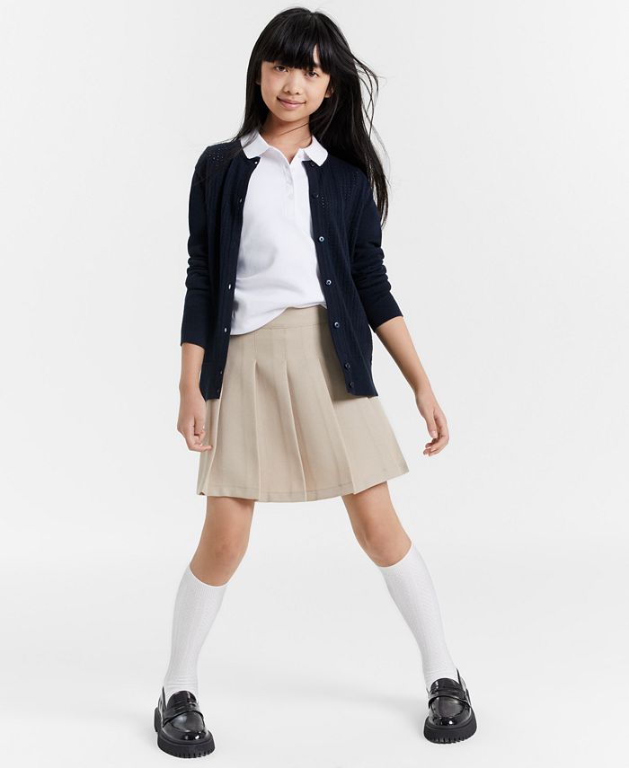 Nautica Big Girls Pointelle-Stitching Cardigan, Interlock Polo Shirt ...