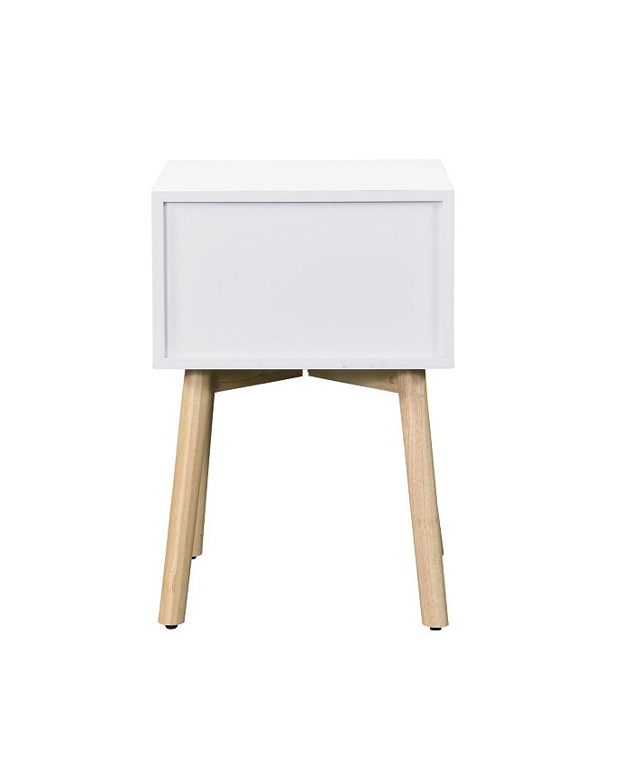 Simplie Fun Side Table, Bedside Table With 2 Drawers And Rubber Wood ...