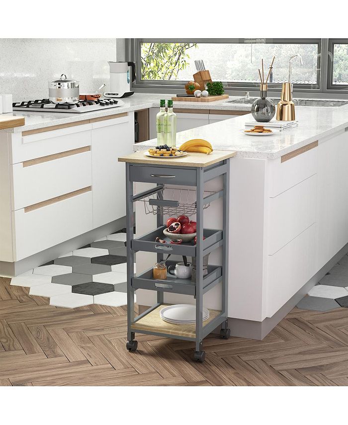 Simplie Fun Grey Trolley Serving Cart with Storage - Macy's