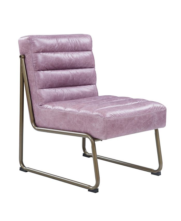 Simplie Fun Loria Accent Chair In Wisteria Top Grain Leather - Macy's