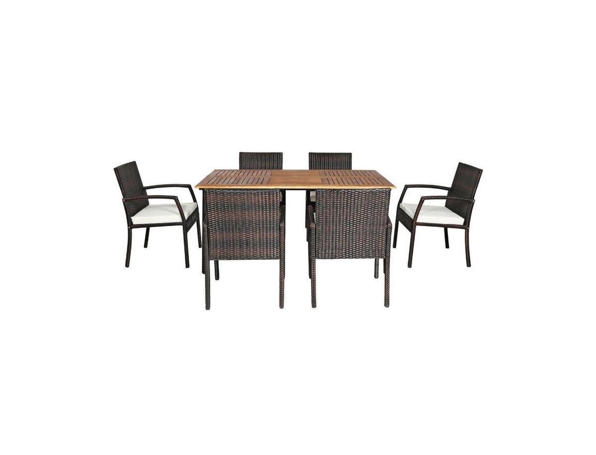 Click here for Slickblue 7 pieces Patio Rattan Cushioned Dining S... prices
