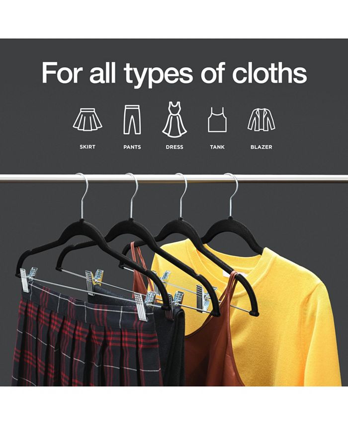 HomeIT 10 Pack Clothes Hangers with Clips - Black Velvet Hangers use ...