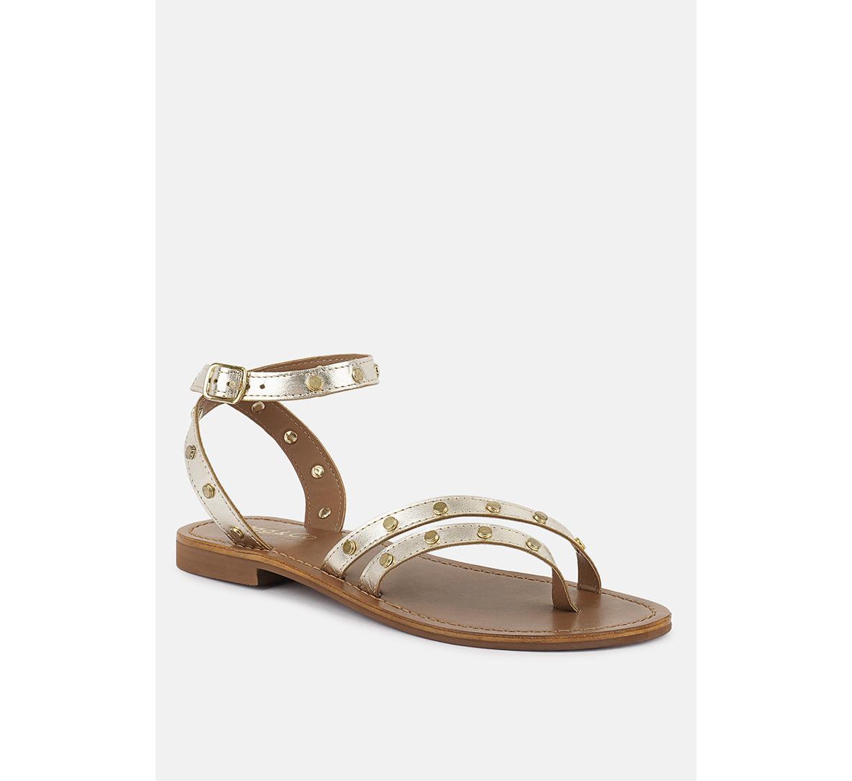 Click here for Oprah Womens Studs Embellished Flat Sandals - Gold prices