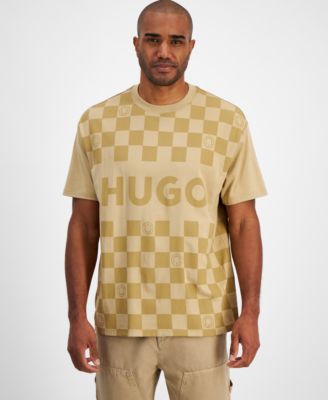 HUGO by Hugo Boss Men's Relaxed-Fit Short Sleeve Crewneck Check Logo T ...