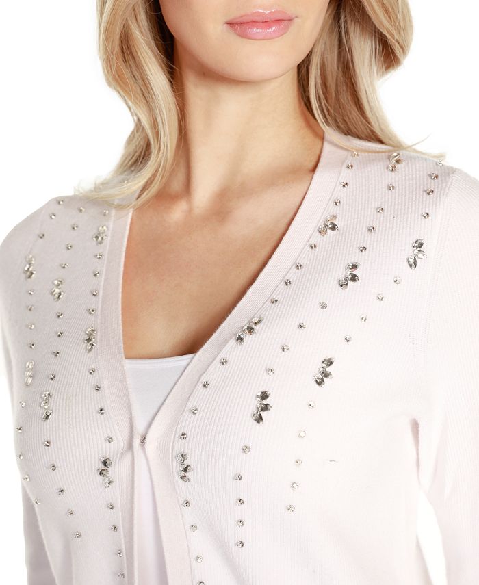 Belldini Black Label Rhinestone Embellished Open-Front Cardigan - Macy's