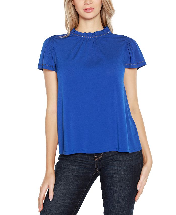 Belldini Black Label Embellished Cap-Sleeve Knit Top - Macy's