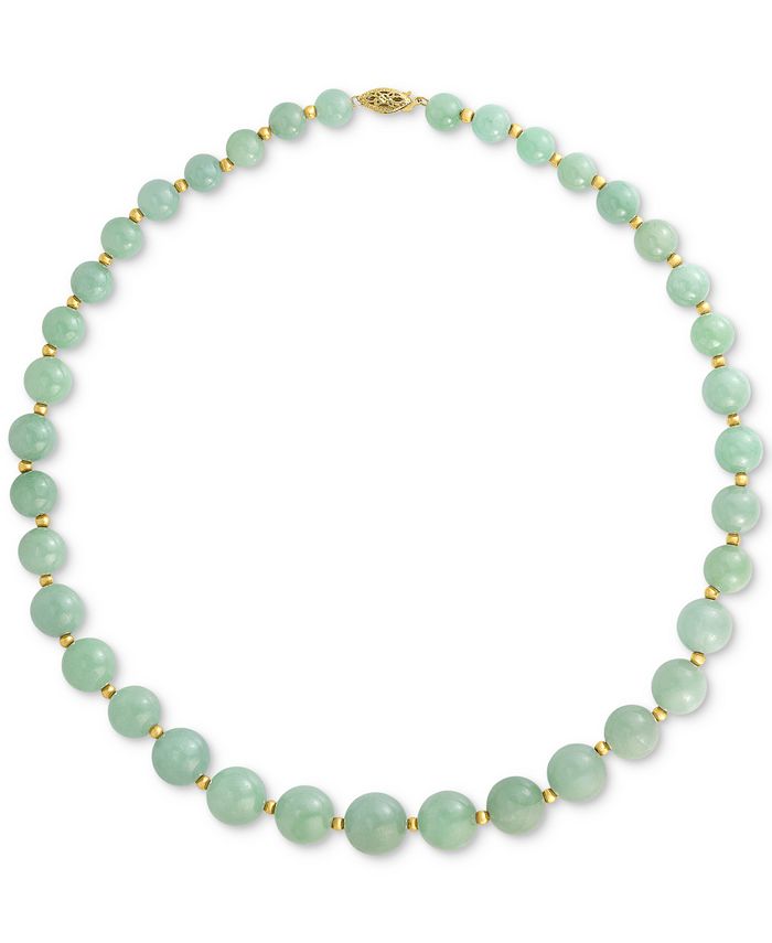 Macy's Dyed Green Jade & Polished Bead Graduated 18" Collar Necklace in ...