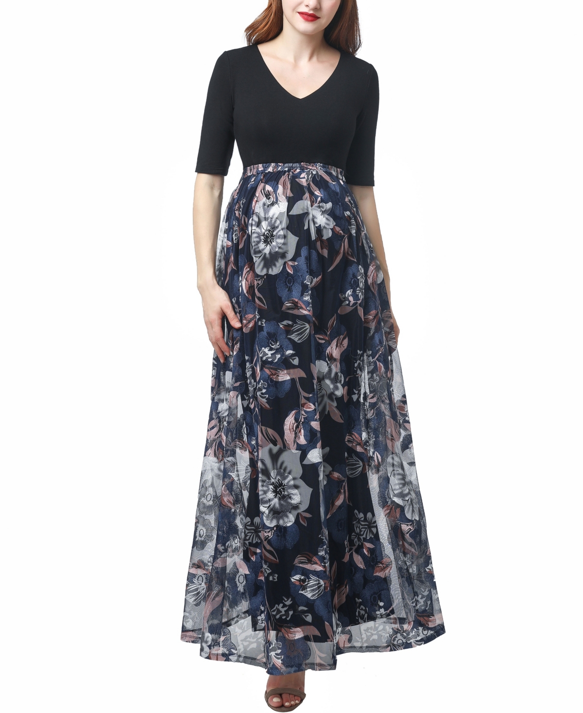 Click here for kimi + kai Maternity Annabelle Mesh Print Maxi Dre... prices