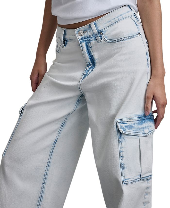 DKNY Jeans Women's High-Rise Wide-Leg Cargo Jeans - Macy's