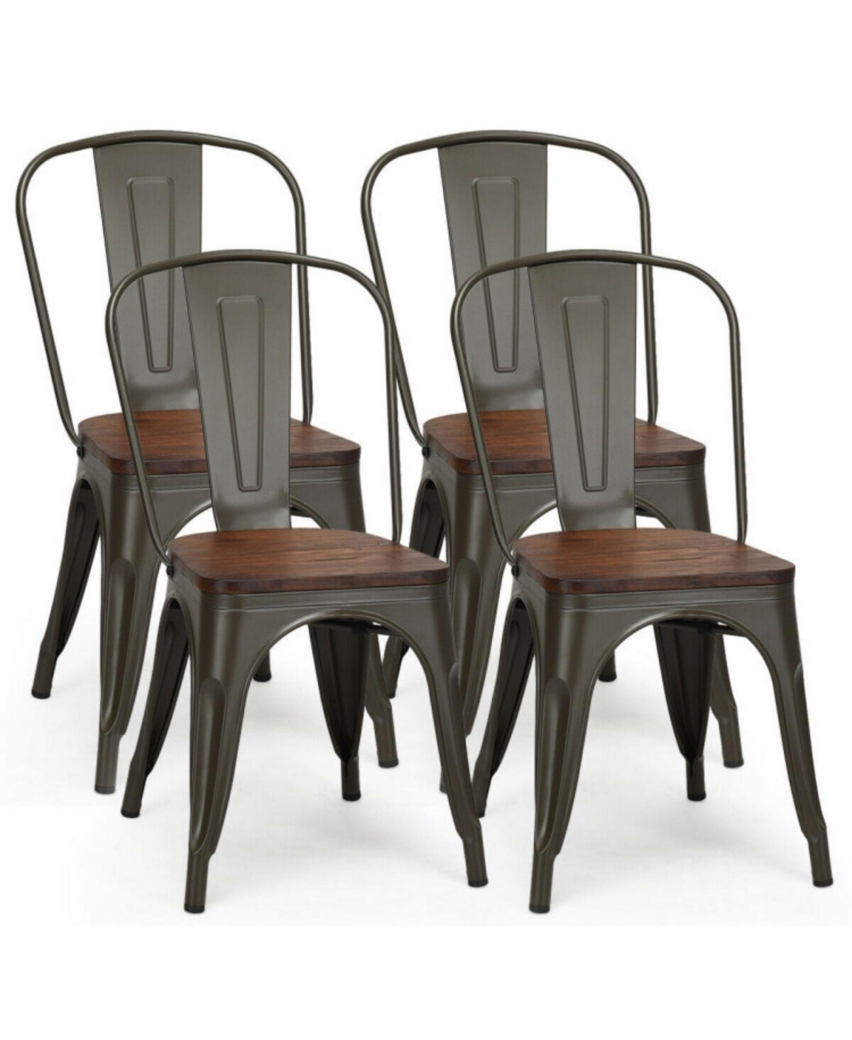 Click here for Sugift 18 Inch Set of 4 Stackable Metal Dining Cha... prices