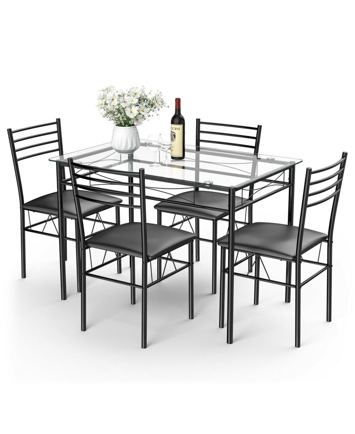Click here for Sugift 5 Pieces Dining Set with Tempered Glass Top... prices