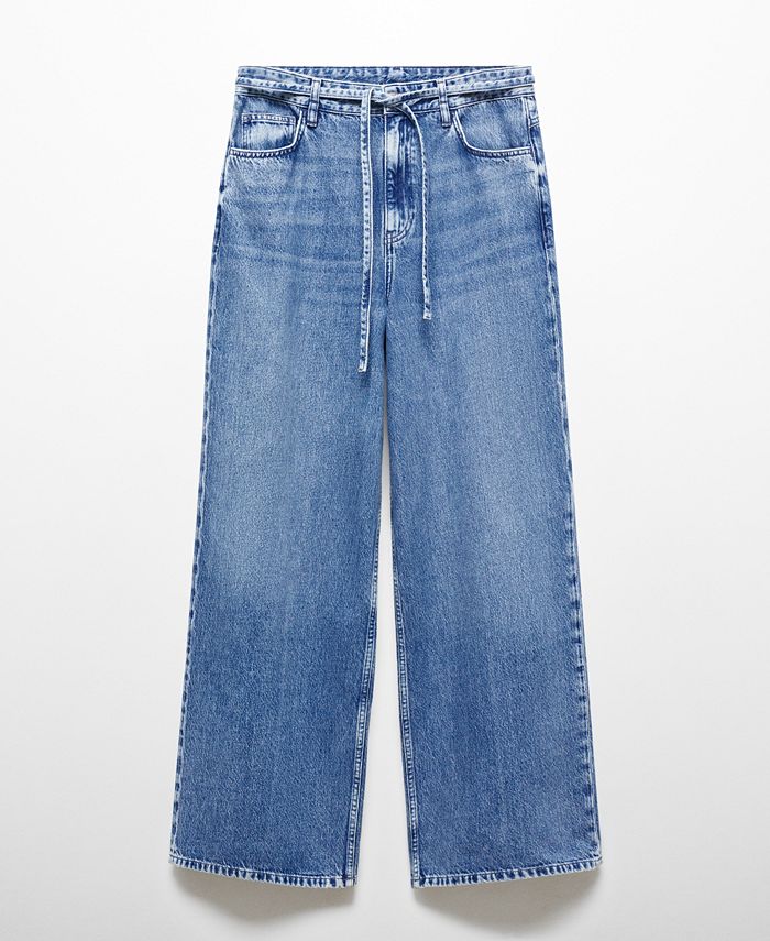 MANGO Women's Adjustable Drawstring Wideleg Jeans - Macy's