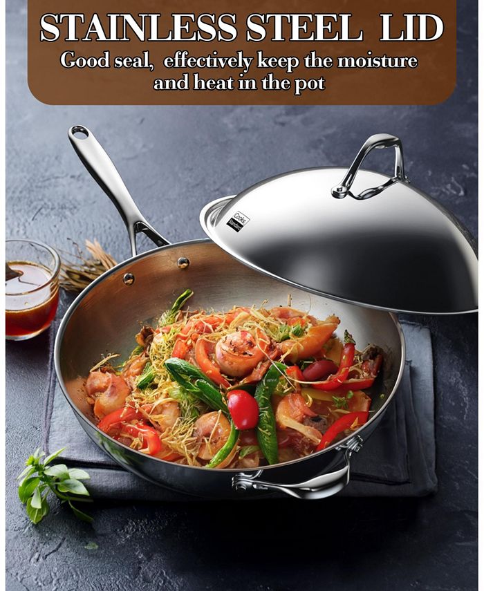 Cooks Standard Wok Multi-Ply Clad Stir Fry Pan, 13" with High Dome lid ...