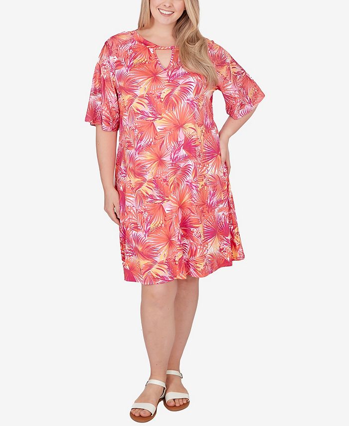 Ruby Rd. Plus Size Tropical Puff Print Dress - Macy's