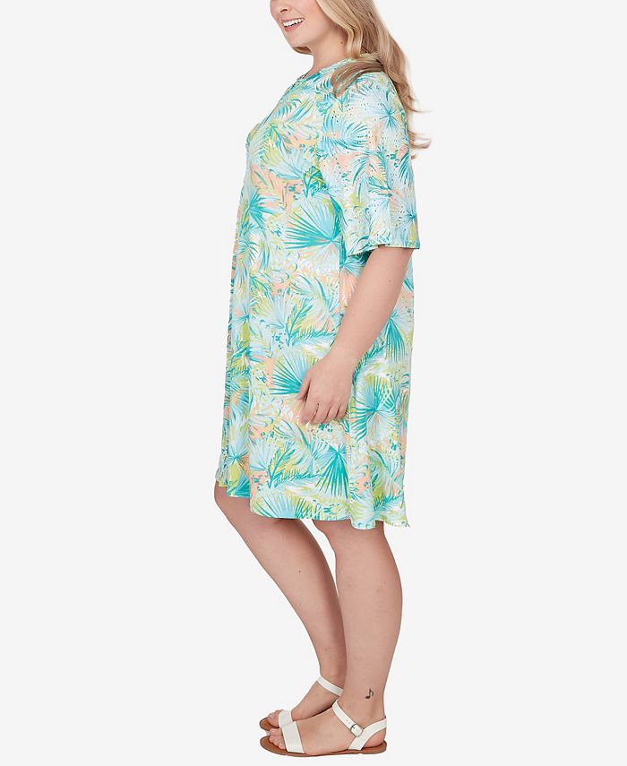 Ruby Rd. Plus Size Tropical Puff Print Dress - Macy's
