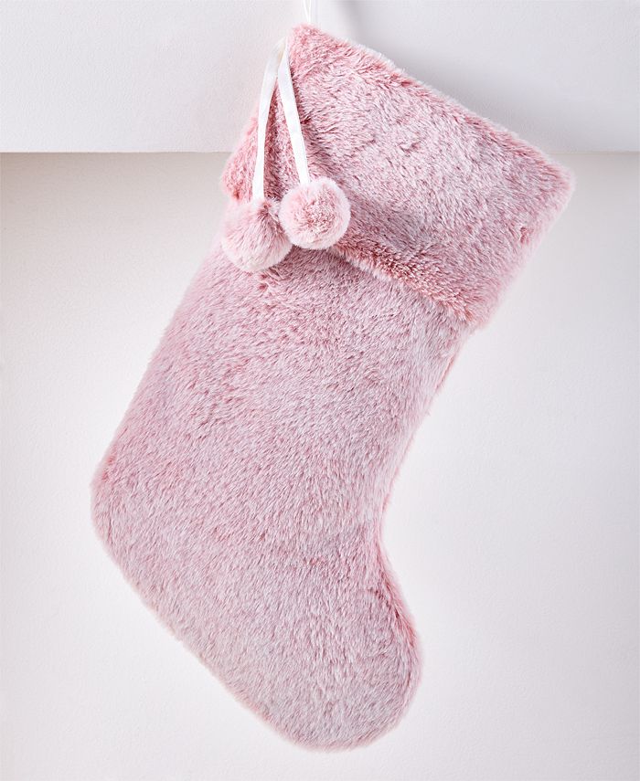 Holiday Lane Stockings Pink Plush Stocking, Created for Macy's - Macy's
