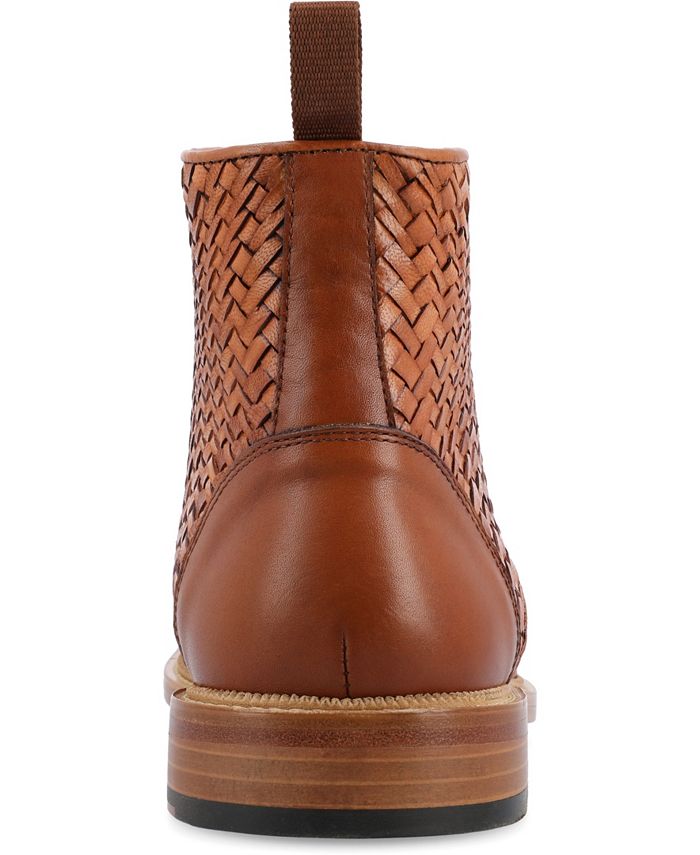 Taft Men's Rome Woven Handcrafted Full-grain Leather Dress Lace-up Boot ...