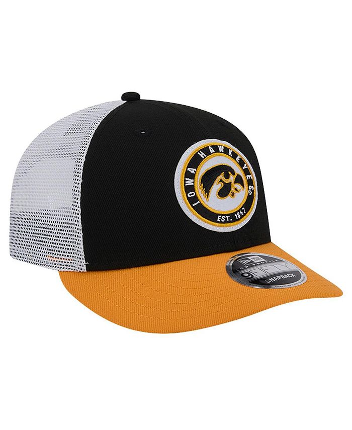 New Era Men's Black Iowa Hawkeyes Throwback Circle Patch 9Fifty Trucker ...
