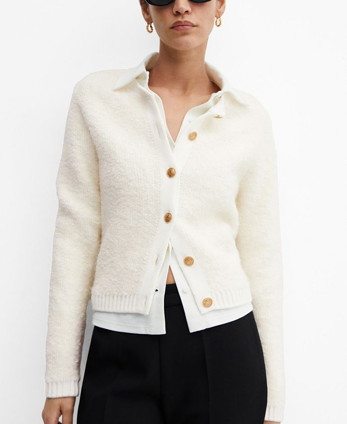 MANGO Women's Knitted Buttoned Jacket - Macy's