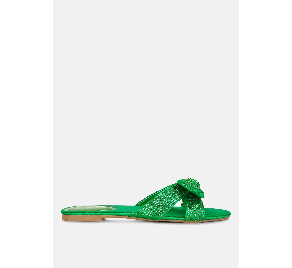 Click here for fleurette bow flat sandals - Green prices