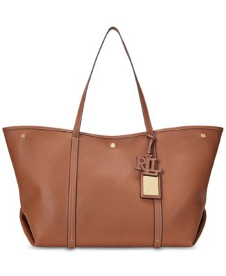 Lauren Ralph Lauren Pebbled Leather Extra-Large Emerie Tote Bag - Macy's