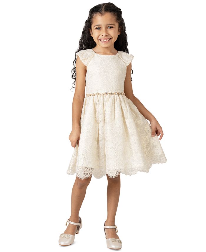 Rare Editions Little Girls Foil Lace Social Dress - Macy's