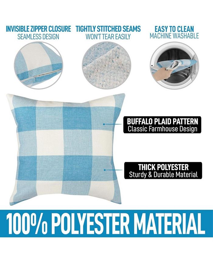 Zulay Kitchen 2 Pack Buffalo Plaid Throw Pillow Outdoor & Indoor Covers ...