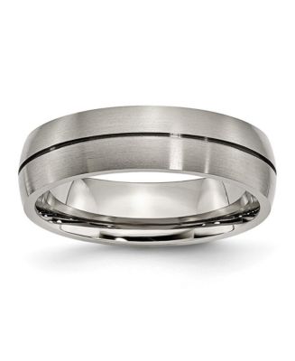 Chisel Titanium Satin Grooved Wedding Band Ring - Macy's