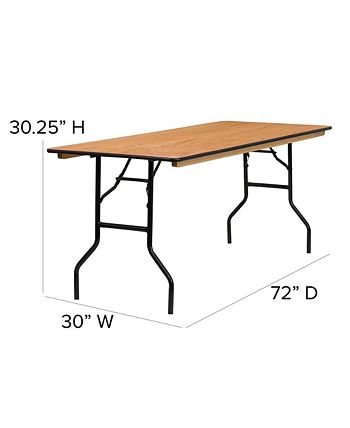 EMMA+OLIVER 6-Foot Rectangular Wood Folding Banquet Table With Clear ...
