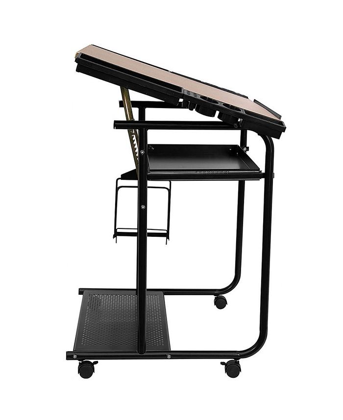 EMMA+OLIVER Adjustable Drawing And Drafting Table With Black Frame And ...