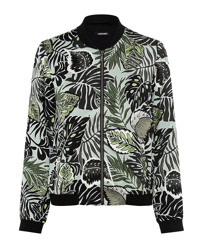 Olsen Women's Satin Effect Multi-Leaf Bomber Jacket - Macy's