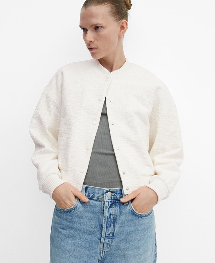 MANGO Women's Tweed Bomber Jacket - Macy's