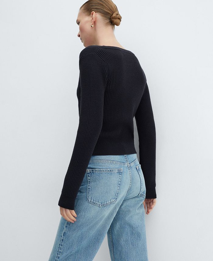 MANGO Women's Low-Cut Neck Sweater - Macy's