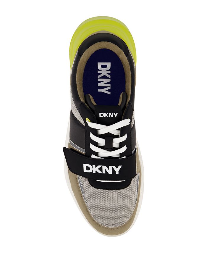 DKNY Men's Mixed Media Runner with Front Logo Strap Sneakers - Macy's