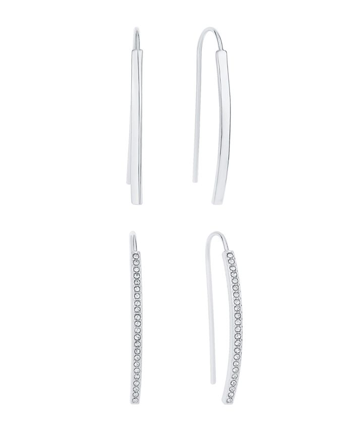 And Now This Crystal Curved Bar Earring Set - Macy's