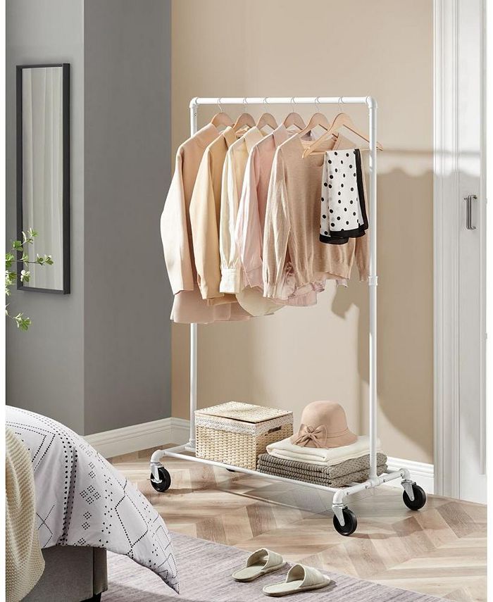 Slickblue Clothes Rail, Clothing Rack on Wheels, Coat Stand with 1 ...