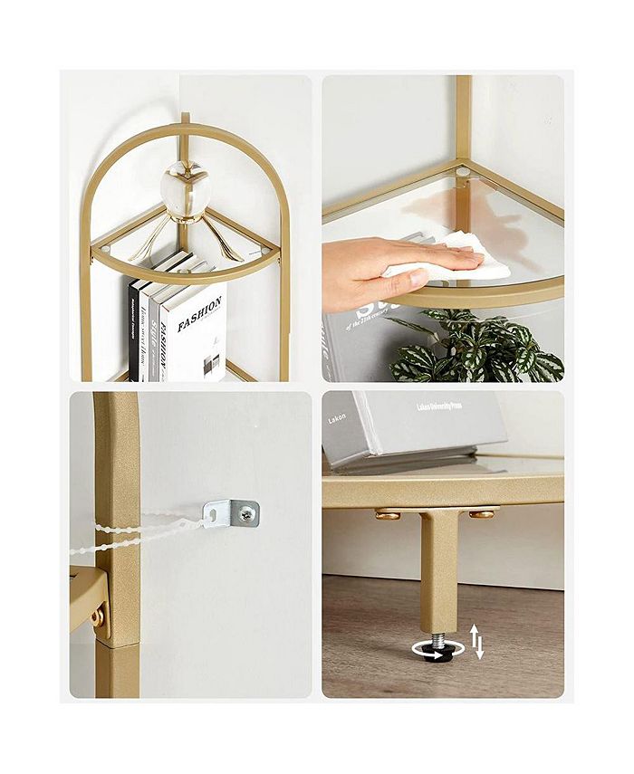 Slickblue Corner Shelf, 5 Tier Corner Bookshelf,tempered Glass Shelves ...