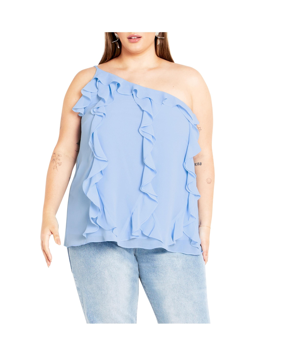 Click here for City Chic Womens Ruffle Rita Top - Baby blue prices