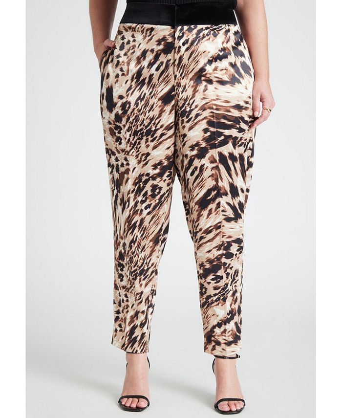 Eloquii Plus Size Velvet Waistband Printed Pant Macys