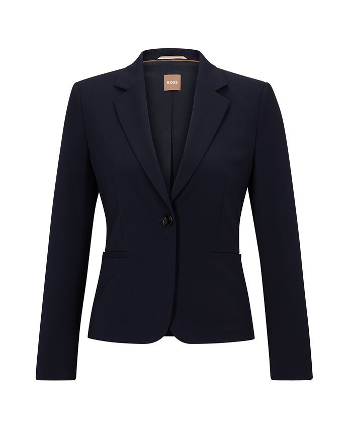 Hugo Boss Women's Virgin Wool Regular-Fit Button-Up Jacket - Macy's